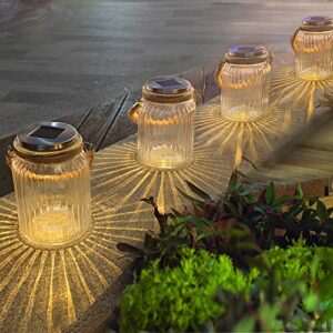 bright zeal 4-pack 6" solar fairy lights outdoor waterproof led mason jar - hanging solar yard lights outdoor waterproof led mason jars - solar lights mason jars decorative solar mason jar lantern