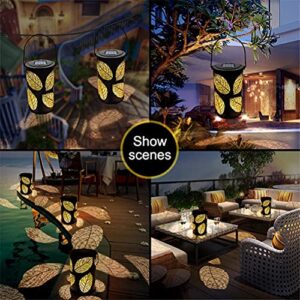 LHLLHL Solar Hanging Lanterns Outdoor Waterproof Leaf Solar Lights Decorative Metal Solar Lantern Tabletop Lamp for Garden Yard Desk ( Size : 2pcs )