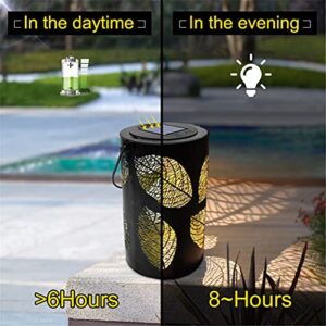 LHLLHL Solar Hanging Lanterns Outdoor Waterproof Leaf Solar Lights Decorative Metal Solar Lantern Tabletop Lamp for Garden Yard Desk ( Size : 2pcs )