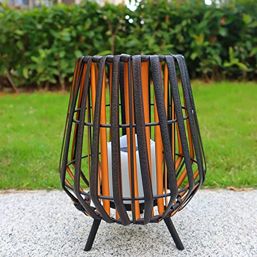 Solar Lantern Outdoor Waterproof with Flickering Flame, Candle Decorative Lights Solar Rattan Lanterns for Patio Garden Pathway Yard Desk