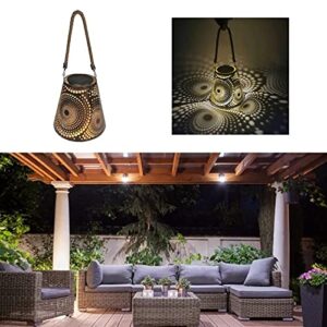 DANN Retro Hollow Out Solar Lantern Outdoor Decorative Hanging Metal Lights Yard Garden LED Projector Lamp