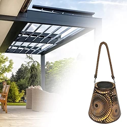 DANN Retro Hollow Out Solar Lantern Outdoor Decorative Hanging Metal Lights Yard Garden LED Projector Lamp