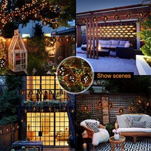 LIRUXUN Solar String Lights LED Outdoor Waterproof Flickering Flame Hanging Solar Lantern Lamp with 8 Ball for Patio Garden Yard