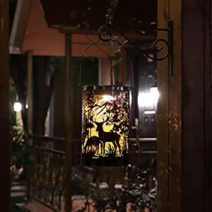 MECAKUCA Solar Garden Lights,Outdoor Lanterns Waterproof,Hanging Patio Lights,Decorative Retro Metal Solar Lights for Table Patio Yard Pathway Walkway Christmas