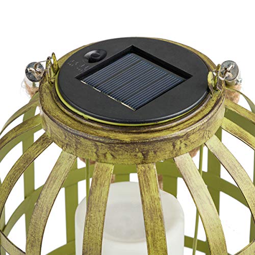 Alpine Corporation QLP1358SLR-HH-TM Alpine Metal Solar Lantern, Weathered Green