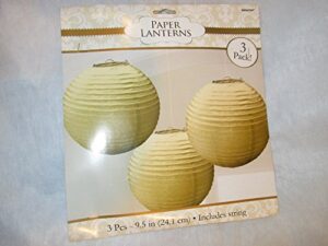 gold paper lanterns 9.5" (3ct)