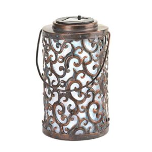 iron swirls solar garden lantern