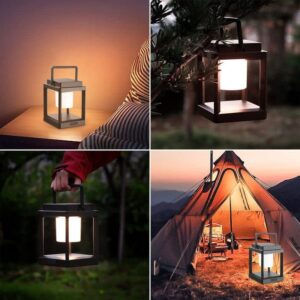 Solar-Powered LED Lantern, Dimmable Hanging Camping Lantern Light, IP44 Waterproof Table Lamp for Garden Table Patio Party