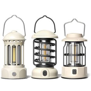 vintage camping light ipx4 waterproof retro camping night lights led vintage lantern for camping essentials outdoor camping accessories lantern light (c-black)