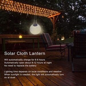 Led Solar Cloth Lantern, Waterproof Led Solar Cloth Chinese Lamp Outdoor Wedding Party Garden Hook Lamp(Warm Light)