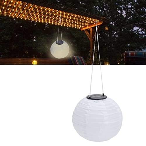 Led Solar Cloth Lantern, Waterproof Led Solar Cloth Chinese Lamp Outdoor Wedding Party Garden Hook Lamp(Warm Light)