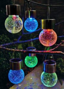 set of 4 solar color hanging umbrella / tree metal glass lights