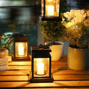 TDA Trading Solar Outdoor Lights Flameless Candle Lanterns for Garden Decoration, Hanging Lantern Solar Powered Waterproof Solar Landscape Lights for Tabletop Yard Patio Deck Pathway Decor (1 Piece)