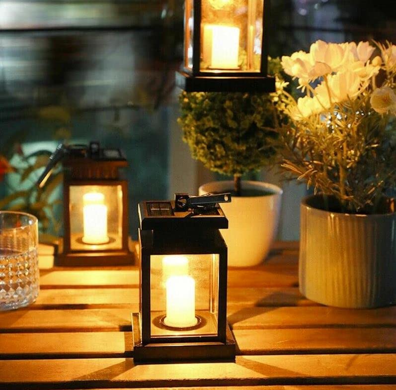 TDA Trading Solar Outdoor Lights Flameless Candle Lanterns for Garden Decoration, Hanging Lantern Solar Powered Waterproof Solar Landscape Lights for Tabletop Yard Patio Deck Pathway Decor (1 Piece)