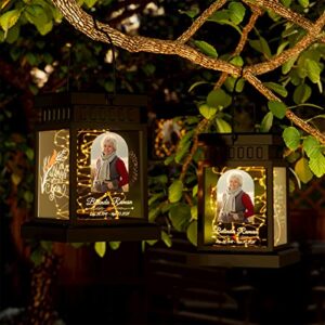 Personalized Memorial Lantern Small Solar Lantern Funeral Memorial Gifts Hanging Solar Lights Outdoor Waterproof Cardinal Bereavement Gifts Sympathy Gift for Loss of Loved One