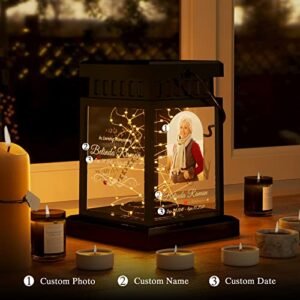 Personalized Memorial Lantern Small Solar Lantern Funeral Memorial Gifts Hanging Solar Lights Outdoor Waterproof Cardinal Bereavement Gifts Sympathy Gift for Loss of Loved One