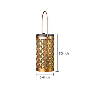 LADIGASU Solar Lanterns Outdoor Hanging Lantern Lights,Hollowed-Out Metal Decor Lantern, Waterproof LED Decorative Garden Light-Delicate Garden,Patio,Porches Decoration