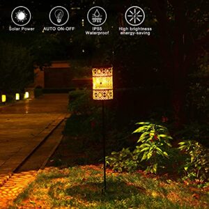 VIZTY Solar Lantern, Garden Decorative Metal Hanging Solar Powered Lantern, Outdoor Waterproof LED Solar Light for Garden, Patio, Yard and Table Decoration (Bronze)