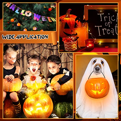 Halloween Pumpkin Lights with Remote and Timer 2 Pieces Flameless Jack O Lantern Pumpkin LED Candles Smart Candle Lights Battery Operated for Halloween Thanksgiving Day Outdoor Pumpkin Decor(Orange)