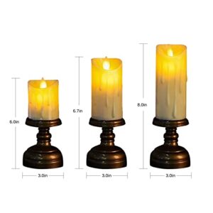 Candles Battery Operated Flickering Flameless Candles Realistic,Led Decor LED Candles,Candles Battery Operated Candles Electric Fake Candles,Set of 3,D: 3" x H: 6" 7" 8"