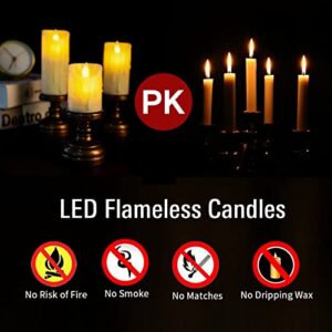 Candles Battery Operated Flickering Flameless Candles Realistic,Led Decor LED Candles,Candles Battery Operated Candles Electric Fake Candles,Set of 3,D: 3" x H: 6" 7" 8"