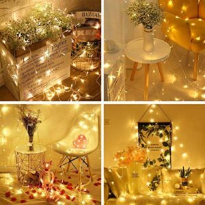 JMEXSUSS 66ft 200 LED Christmas String Lights Indoor Outdoor Waterproof, Warm White Christmas Lights Clear Wire, 8 Modes Twinkle Lights Plug in for Tree Room Bedroom Wedding Decorations