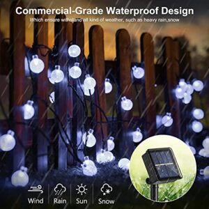 Joomer Outdoor Solar String Lights 45.5Ft 60 LED Solar Powered String Lights Waterproof,8 Modes Crystal Ball Lights Solar Fairy Patio Lights for Garden, Lawn, Porch, Gazebo, Bistro(White)