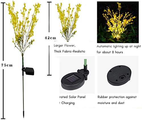 Solar LED Artificial Flower, EONANT Outdoor Waterproof Courtyard Garden Decorative lamp, Solar Lawn Floor lamp (2pcs) (Canola Flowers)