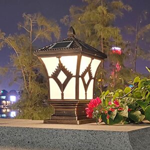 YXBHLCY Outdoor Chinese Floor Lamp Solar LED Pillar Light Deck Fence Table Light Solar Outdoor Garden Lighting for Courtyard Outdoor Lighting