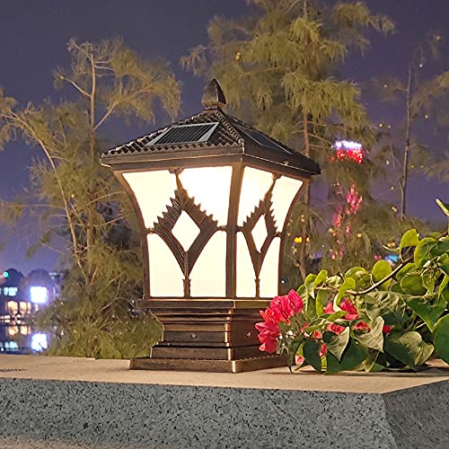 YXBHLCY Outdoor Chinese Floor Lamp Solar LED Pillar Light Deck Fence Table Light Solar Outdoor Garden Lighting for Courtyard Outdoor Lighting