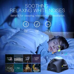 Northern Galaxy Light Aurora Projector with 33 Light Effects, Night Lights LED Star Projector for Bedroom Nebula Lamp, Remote Control, White Noises, Bluetooth Speaker for Parties