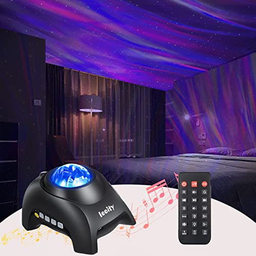 Leoity Star Projector for Bedroom, Aurora Projector with Remote Control; 3-in-1 Nothern Light Projector with Bluetooth Speaker, Built-in White Noise and Timer for Both Kids and Adults - Black