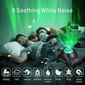 Leoity Star Projector for Bedroom, Aurora Projector with Remote Control; 3-in-1 Nothern Light Projector with Bluetooth Speaker, Built-in White Noise and Timer for Both Kids and Adults - Black