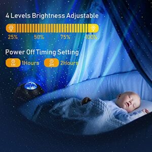 Leoity Star Projector for Bedroom, Aurora Projector with Remote Control; 3-in-1 Nothern Light Projector with Bluetooth Speaker, Built-in White Noise and Timer for Both Kids and Adults - Black