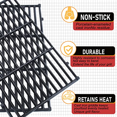 GGC 19.5 inch Grill Grates Replacement for Weber 7524 7528 Genesis E-310, E-320, E-330, S-310, S-320, S330, EP-310, EP-320, EP-330, 2 PCS Cast Iron Cooking Grid (19.5" x12.9" x0.5")