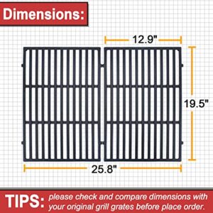 GGC 19.5 inch Grill Grates Replacement for Weber 7524 7528 Genesis E-310, E-320, E-330, S-310, S-320, S330, EP-310, EP-320, EP-330, 2 PCS Cast Iron Cooking Grid (19.5" x12.9" x0.5")