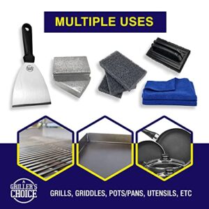 Grillers Choice Griddle Cleaning Kit, Flat Top Grill Set-Cleaning Blocks, Scouring Pads, Cleaning Brush, Scraper. All in One Grill Cleaning Kit (CleaningKitNEW)