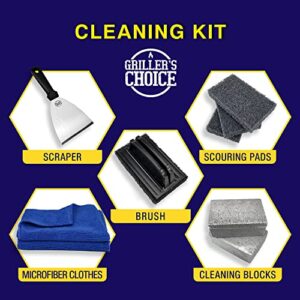 Grillers Choice Griddle Cleaning Kit, Flat Top Grill Set-Cleaning Blocks, Scouring Pads, Cleaning Brush, Scraper. All in One Grill Cleaning Kit (CleaningKitNEW)