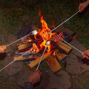 Begatter Marshmallow Roasting Sticks, Extendable Long Smores Sticks & Hot Dog Forks for Fire Pit Campfire, Telescoping Heavy Duty Campfire Forks, 4PCS with Carry Case