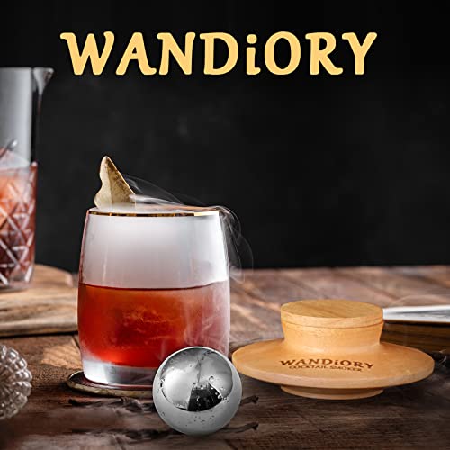 Whiskey Gifts for Men, Cocktail Smoker Kit, WANDiORY Original Bourbon Whisky Drink Smoker Infuse Kit Includes 2 Whiskey Ice Stones, Birthday Gifts for him/Father/Husband/Father's Day/Halloween/Christmas（No Butane）