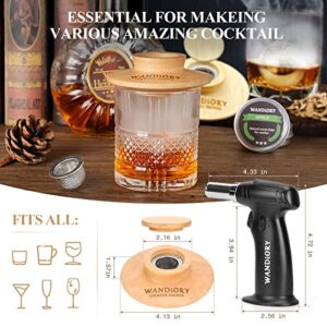 Whiskey Gifts for Men, Cocktail Smoker Kit, WANDiORY Original Bourbon Whisky Drink Smoker Infuse Kit Includes 2 Whiskey Ice Stones, Birthday Gifts for him/Father/Husband/Father's Day/Halloween/Christmas（No Butane）