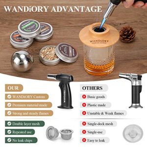 Whiskey Gifts for Men, Cocktail Smoker Kit, WANDiORY Original Bourbon Whisky Drink Smoker Infuse Kit Includes 2 Whiskey Ice Stones, Birthday Gifts for him/Father/Husband/Father's Day/Halloween/Christmas（No Butane）