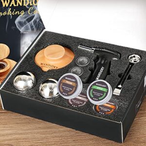 Whiskey Gifts for Men, Cocktail Smoker Kit, WANDiORY Original Bourbon Whisky Drink Smoker Infuse Kit Includes 2 Whiskey Ice Stones, Birthday Gifts for him/Father/Husband/Father's Day/Halloween/Christmas（No Butane）