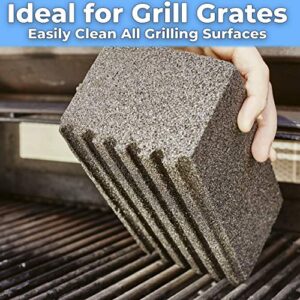 Non Toxic, Restaurant Grade Grill Cleaning Brick 4 Pk. Reusable, Non Scratch Pumice Stone Bricks for Smoker, Flat Top Grill, BBQ Grate, Flattop and Cast Iron. Best 4x4x8" Griddle Cleaner Tool Block.