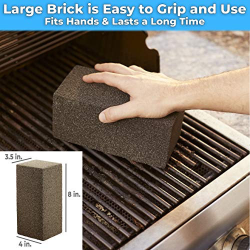 Non Toxic, Restaurant Grade Grill Cleaning Brick 4 Pk. Reusable, Non Scratch Pumice Stone Bricks for Smoker, Flat Top Grill, BBQ Grate, Flattop and Cast Iron. Best 4x4x8" Griddle Cleaner Tool Block.