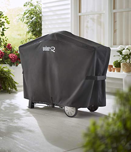 Weber Q 2000 and 3000 Series with Cart Grill Cover, Heavy Duty and Waterproof, Fits Grill Widths Up To 50 Inches