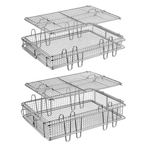 basquettes for ovens and grills - air-fry, crisp, roast, rotisserie, dehydrate, grill, smoke. use as air fryer tray, bbq accessory, crisper. high-capacity 6-piece basket set