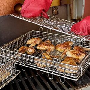 Basquettes for Ovens and Grills - Air-Fry, Crisp, Roast, Rotisserie, Dehydrate, Grill, Smoke. Use as Air Fryer Tray, BBQ Accessory, Crisper. High-Capacity 6-Piece Basket Set