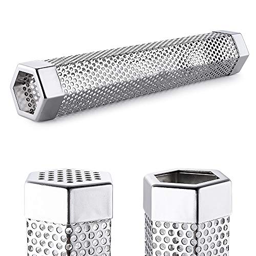 Pellet Smoker Tube for Grilling, 12 inches Premium Stainless Steel BBQ Wood Pellet Tube Smoker for Gas Charcoal Electric Grill or Smokers, Hexagonal