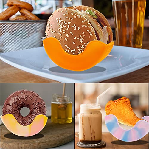 Yecrego 3Pcs Washable Retractable Hamburger Holders, Reusable Burger Mold Silicone Rack Brackets Contact-Free Anti-Dropping Burger Fixed Box Dip Clip Sauce Holder for Car